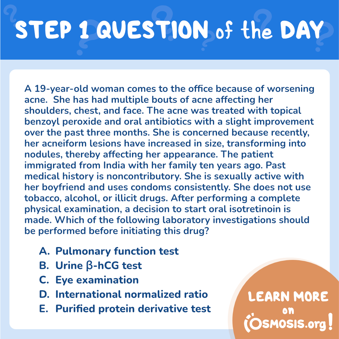 Study Tips: USMLE® Step 1 Question of the Day: Isotretinoin