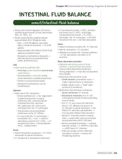 Intestinal fluid balance | Osmosis Intestinal fluid balance | Osmosis